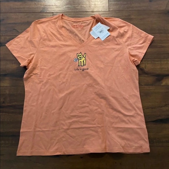 Life Is Good | Tops | Life Is Good Rocket With A Daisy V Neck Tee ...